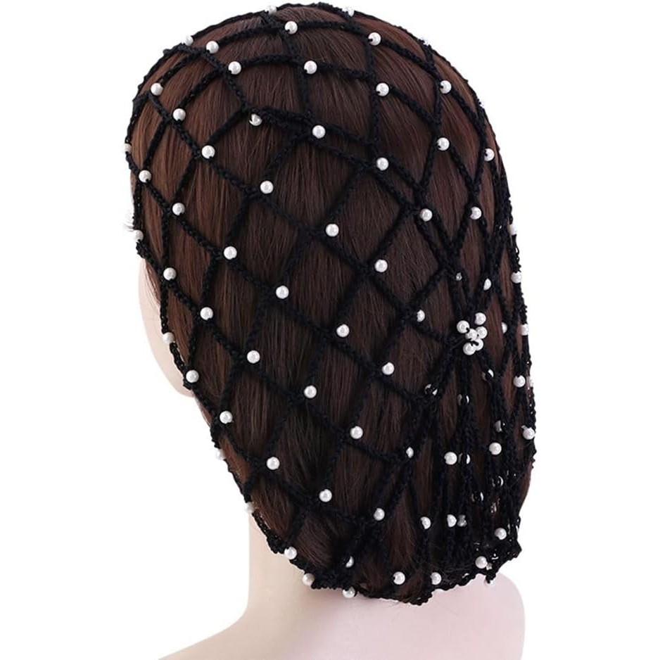 CHUYIX Scarf - Women's Hair Net - With pearls - Hair Net - Sleep Hair ...