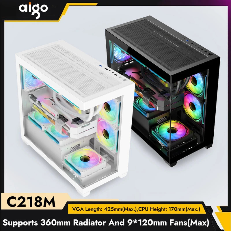 Aigo C218M PC Case Supports 360 Water Cooled M-ATX/ITX Chassis Sea View ...