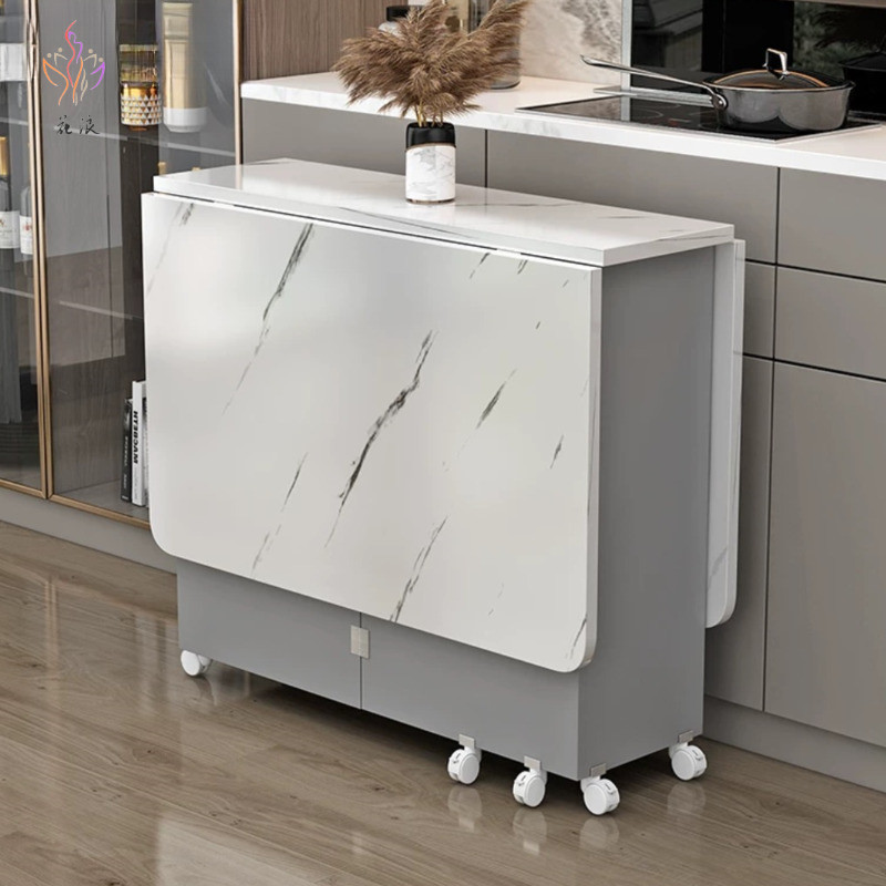 HL Household Foldable Dining Table Small Unit Movable Rectangular Ultra ...