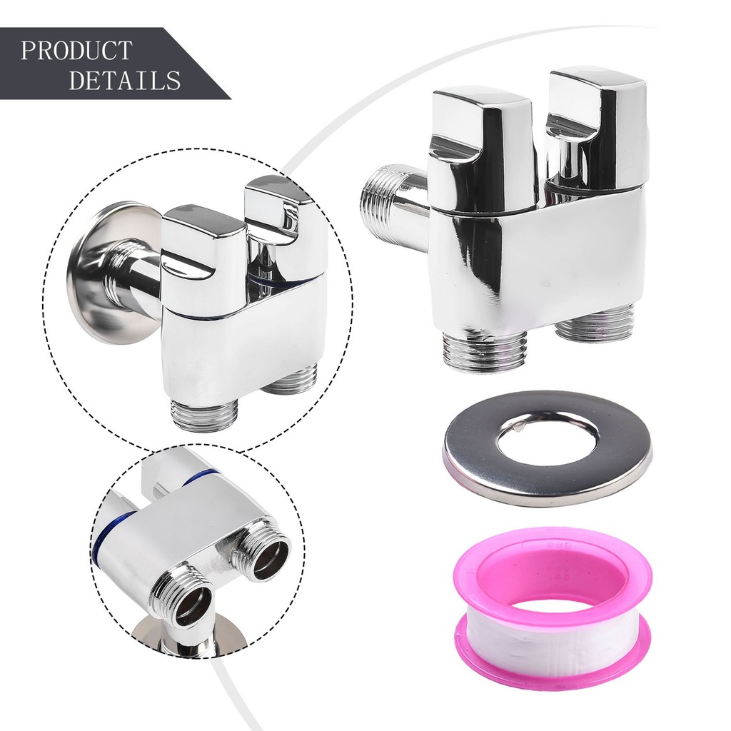 G1/2 In Two Out Double Control Washing Machine Faucet Toilet Triangle ...