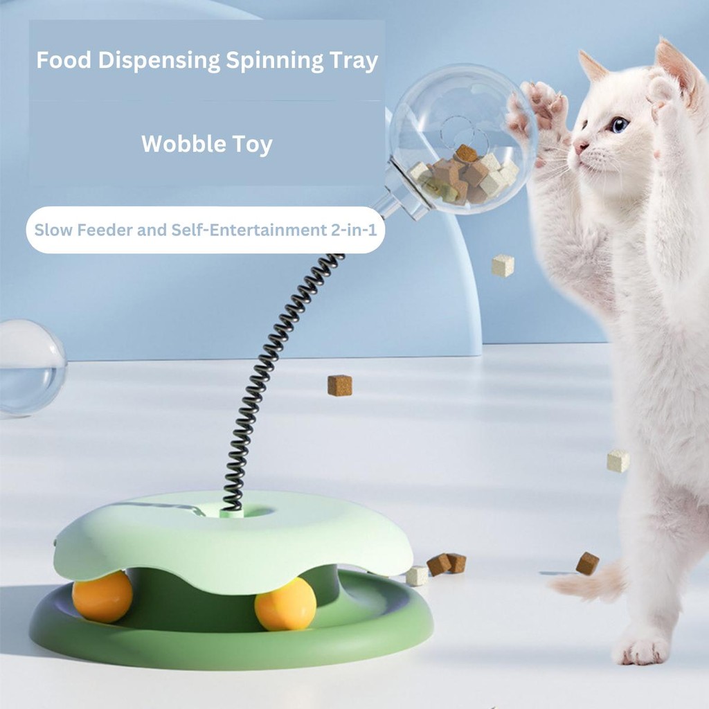 Cat Spinning Disc with Spring, Food Dispensing Ball, Cat Play Tray ...
