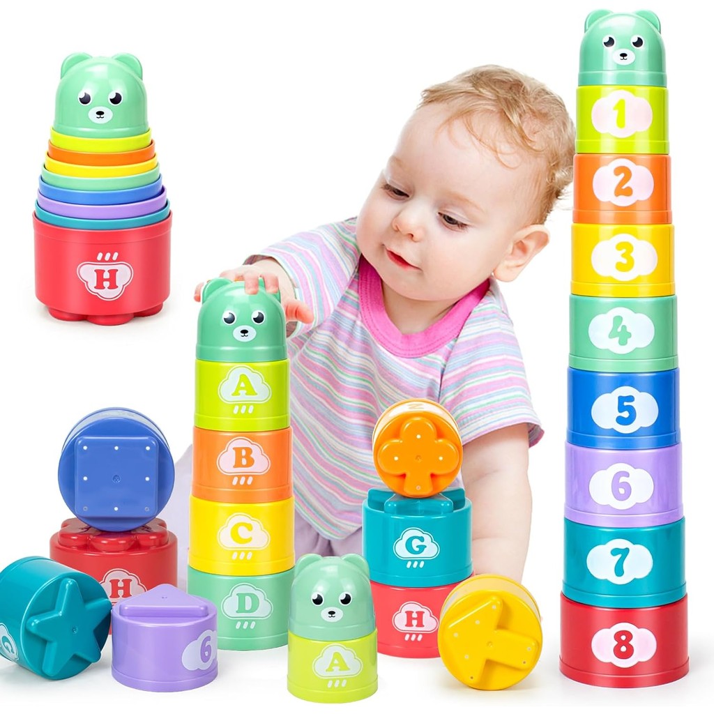Stacking Cups Toys for Toddlers 1-3, Baby Toys Stacking Cups & Soft ...