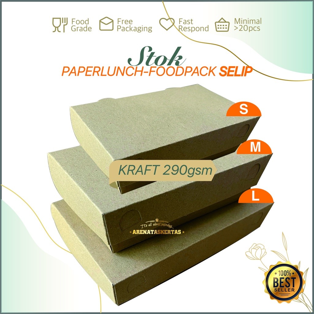 Paper Lunch Box SELIP SML Brown Kraft/ Foodgrade Laminated Takeaway ...