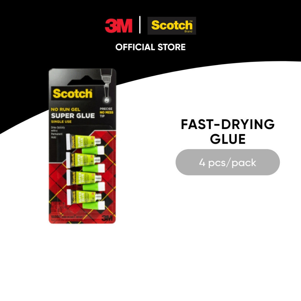 3M™ Scotch® Super Glue, No Run Gel, 4 pcs/pack, 0.5 g/pc, For single ...