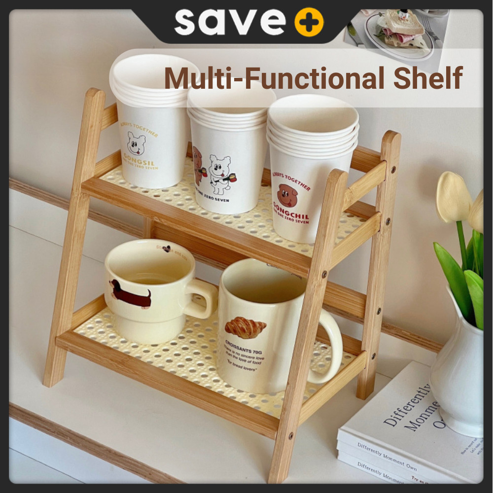 SAVE Japan Style Two-Tier Wooden Kitchen Storage Rack Table Rack Spice ...