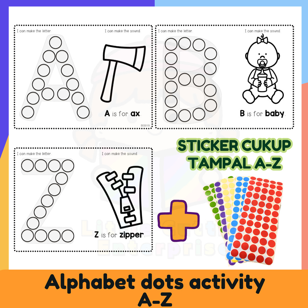 LITTLE CUTTIE Capital Letter Alphabet Do a Dot Worksheet Montessori ...