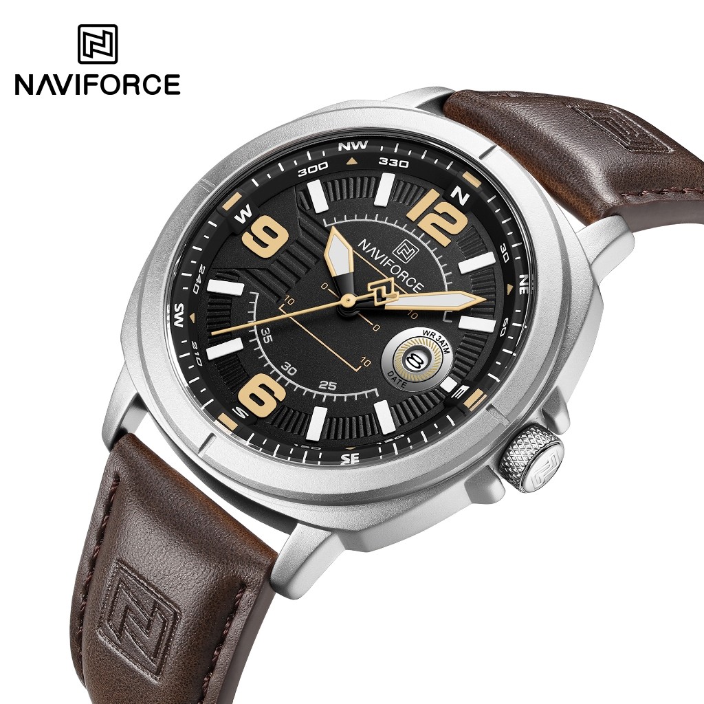 NAVIFORCE NF8078 High Quality PU Band Calendar Brand Quartz Auto Date ...