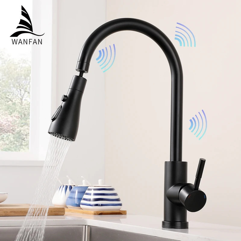 Black Smart Touch Kitchen Faucets Crane For Sensor Kitchen Water Tap ...