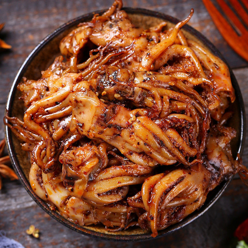 500g Spicy Cuttlefish Tentacles 麻辣鱿鱼须 Ready-to-Eat Squid Snacks 250g ...