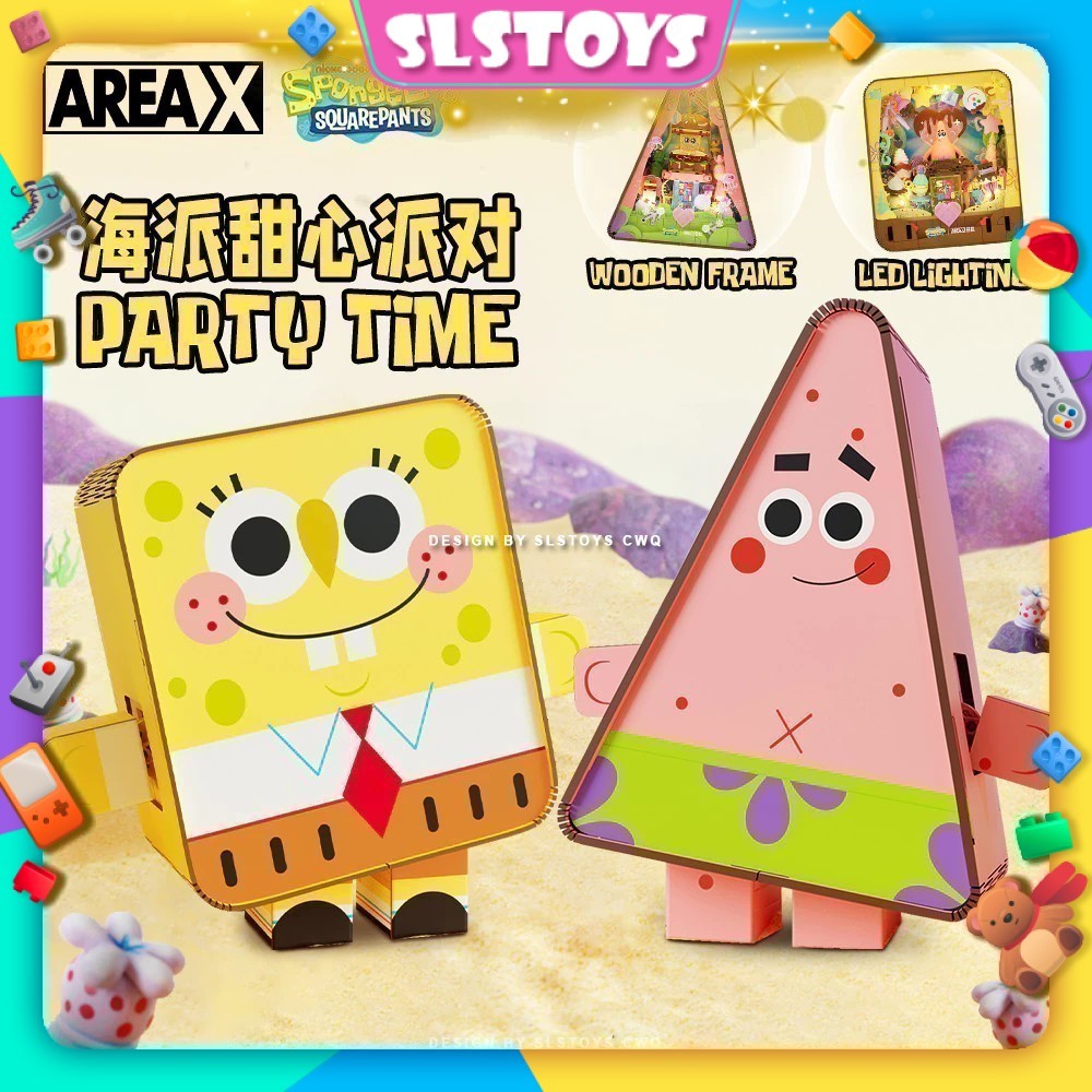 AREA-X Block AB0033-34 LED Wooden Casing Spongebob Patrick Cartoon ...