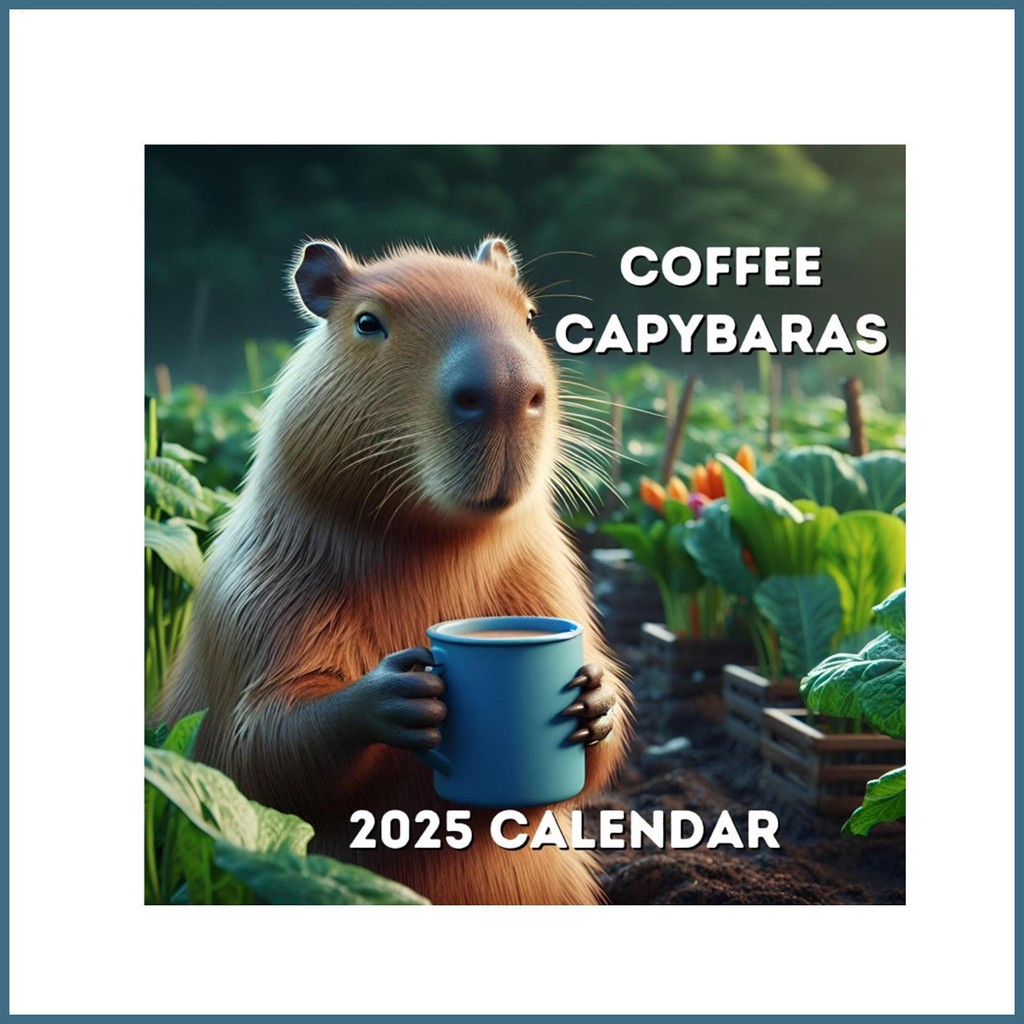 Funny Coffee Capybara Calendar 2025 12 Monthly Wall Art Calendar with ...
