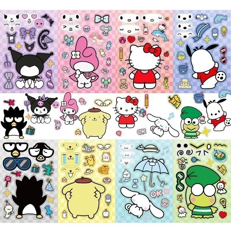 8 Sheets Sanrio Stickers Cute Cinnamoroll Kuromi My Melody Sticker for ...