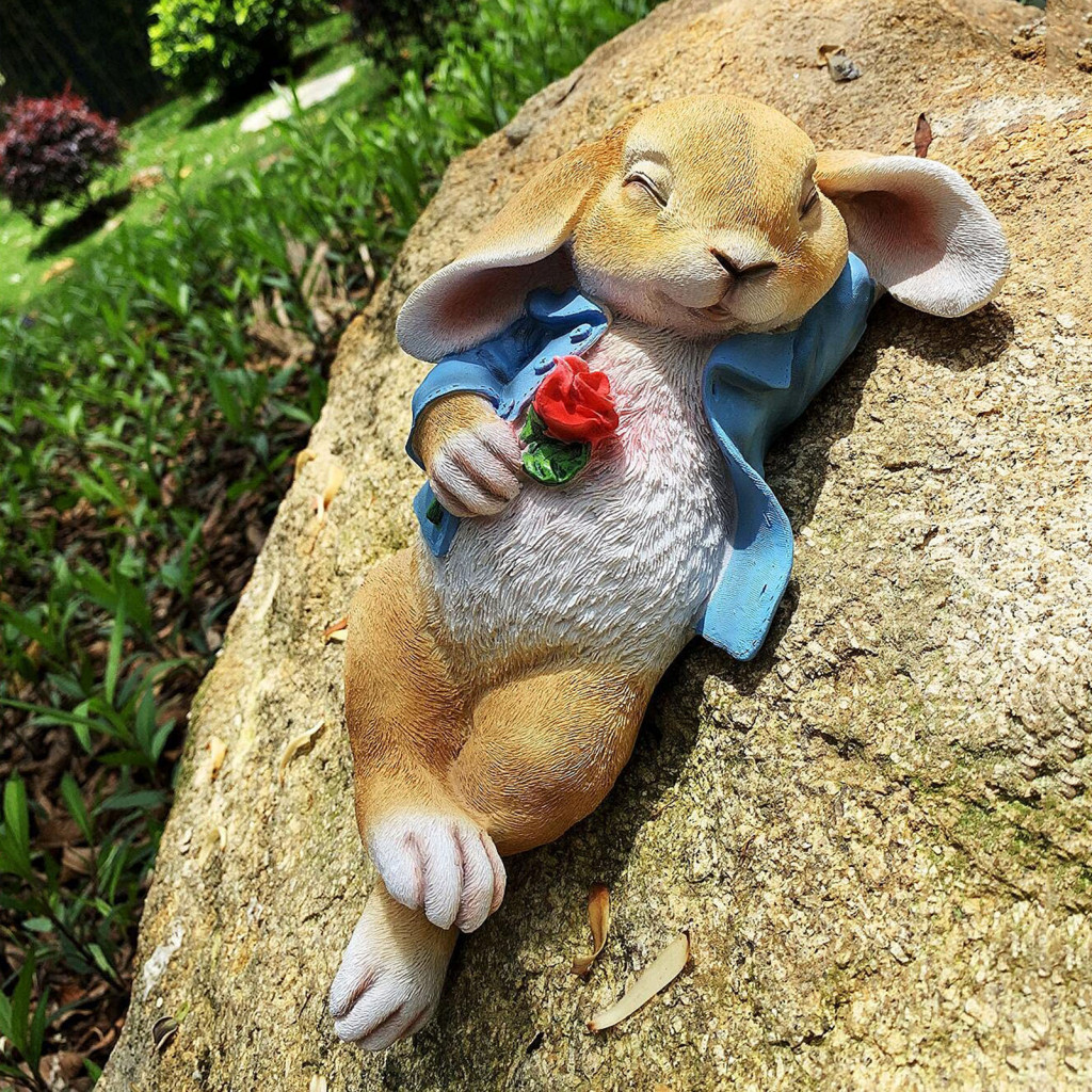 canaan| Resin Bunny Sculpture Weather-resistant Bunny Statue Adorable ...