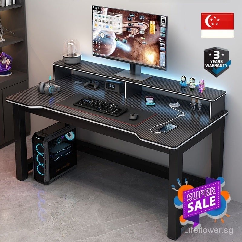 [ SG ]Carbon Fibre Computer Table Organizer Gaming Table Monitor Stand ...