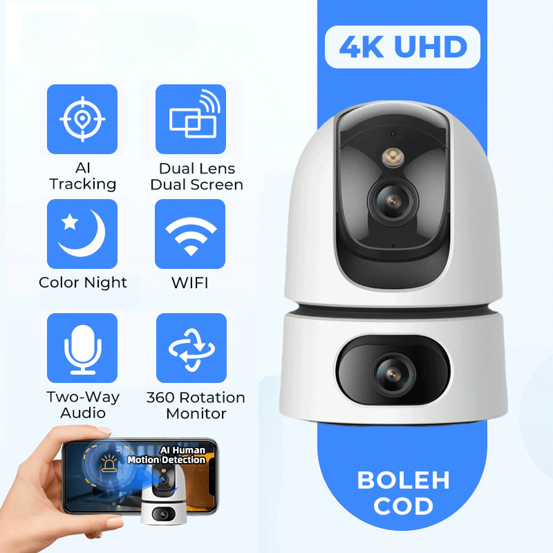 4K Ultra HD Dual Lens Dual Screen CCTV Wireless Full-color Night Vision ...