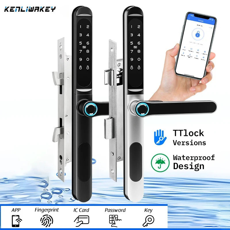 TTLock Fingerprint Biometric Waterproof Smart Door Lock APP Bluetooth ...