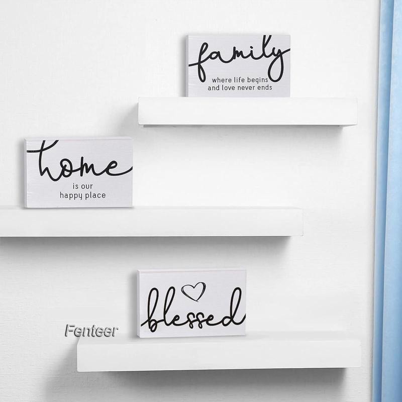 [Fenteer] 3 Pieces Wood Decorative Signs Family Sign Collectible ...