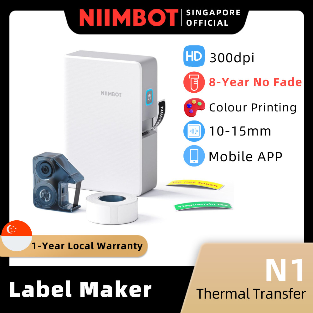 NIIMBOT N1 Colour Printing Label Maker B18 15mm 300dpi, Thermal ...