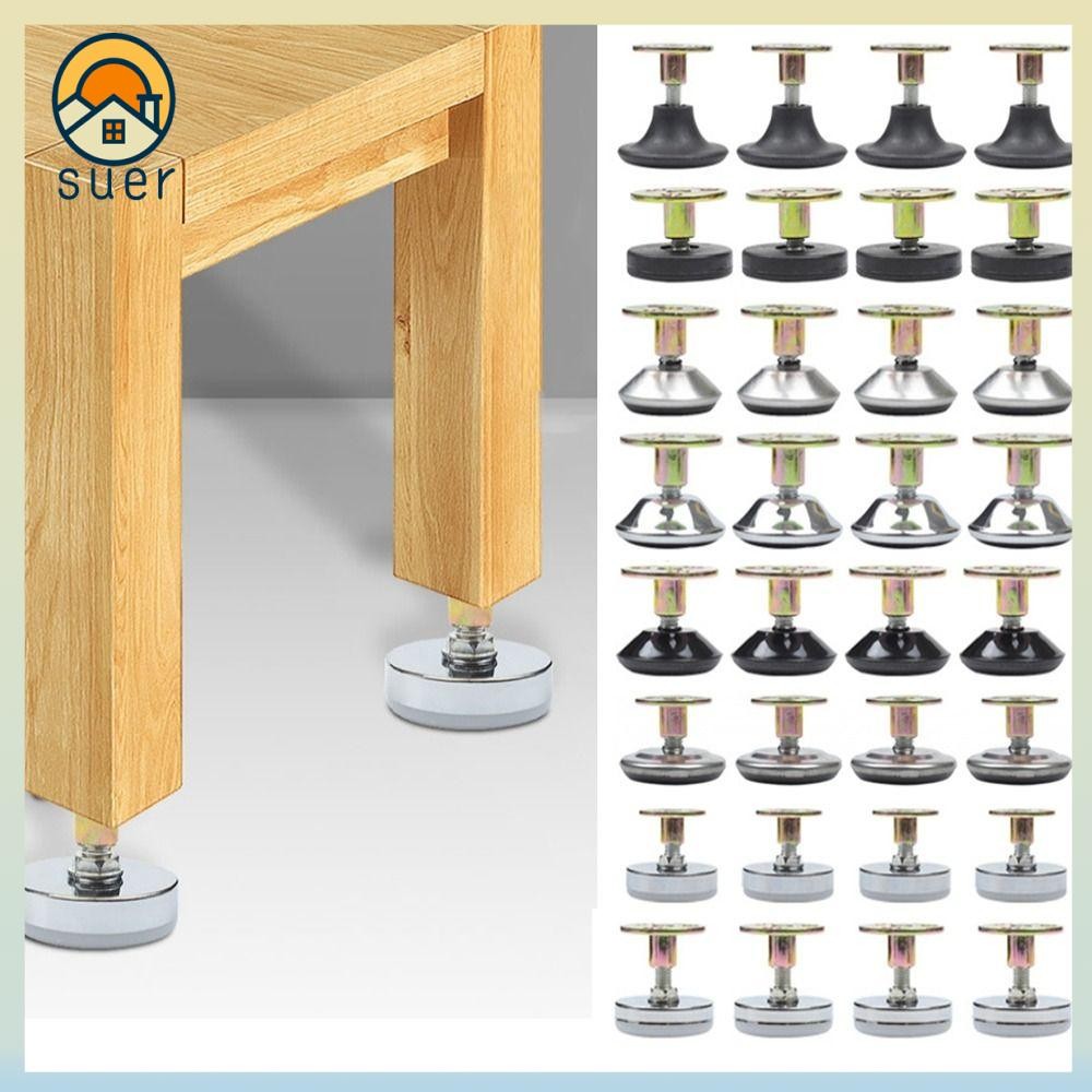 SUERHD 4pcs Chair Leg Feet, Adjustable Screw-in Base Furniture Support ...
