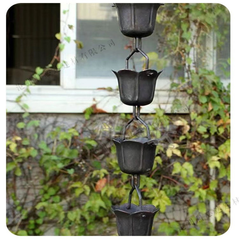 Red Copper Villa Rain Chain Japanese Style Eaves Drainage Chain Red ...