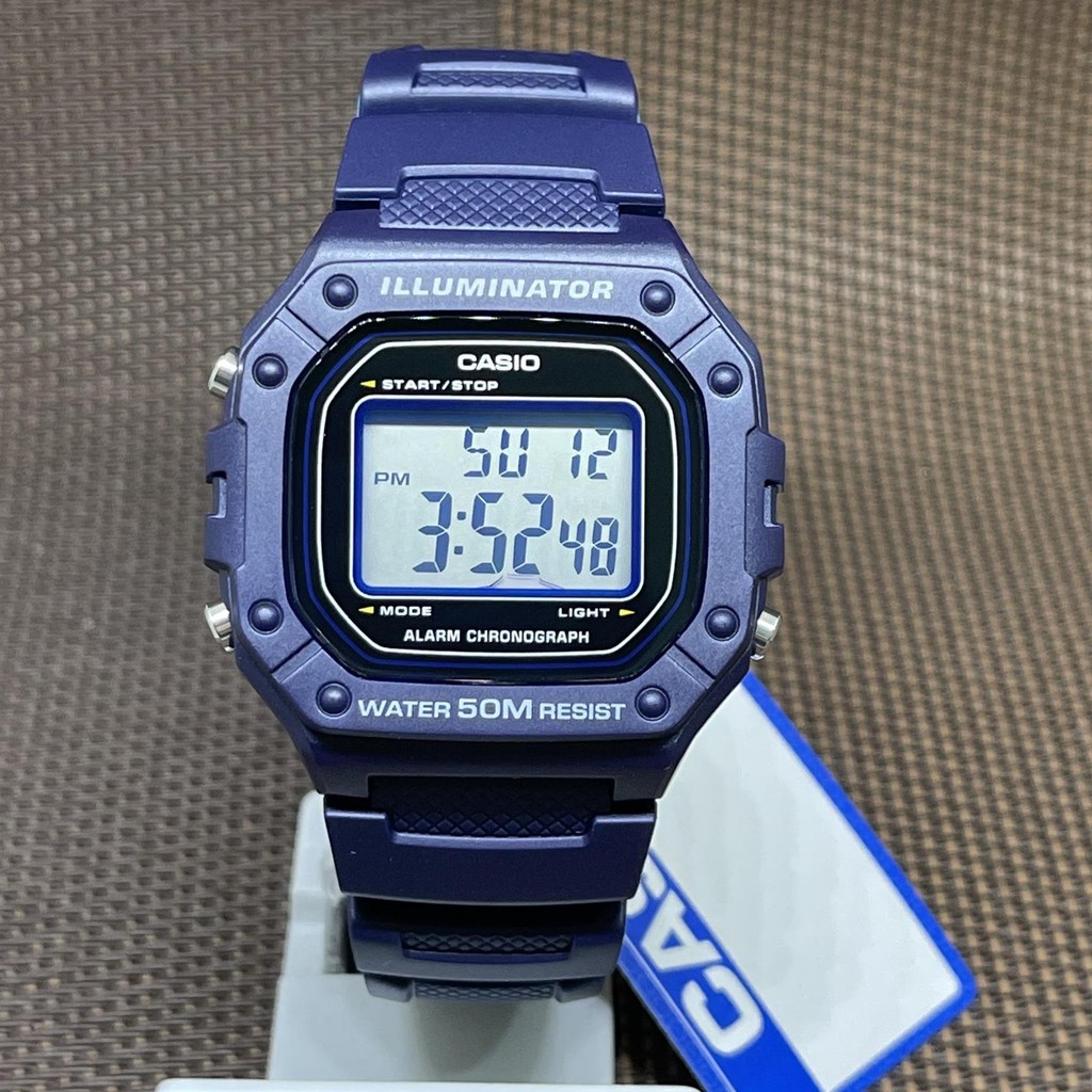 Casio W-218H-2A Youth Series Digital Blue Resin Strap Alarm Day Date ...