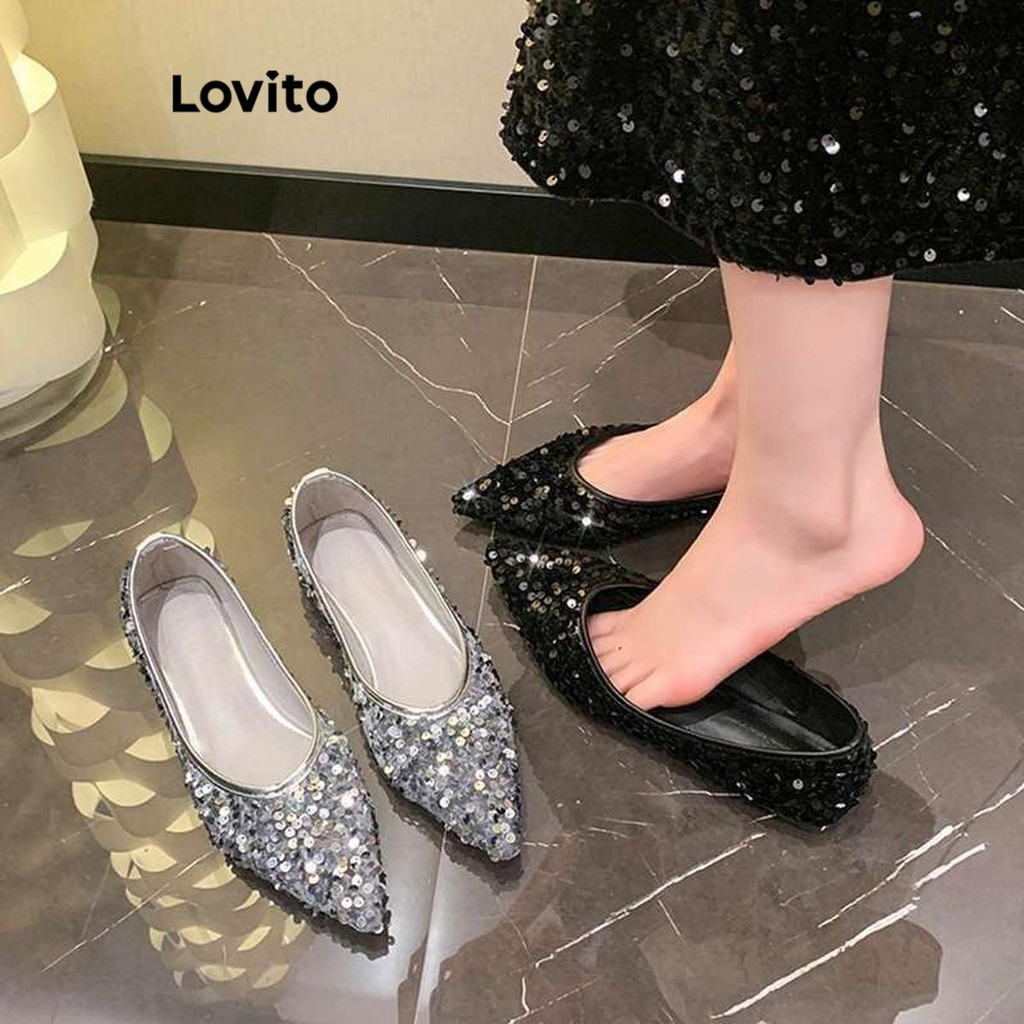Lovito Elegant Plain French Xiao Xiangfeng Sequins Party Comfortable ...