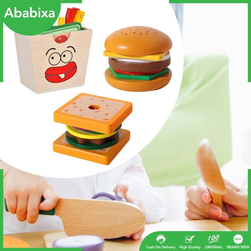 [Ababixa] Wood Food Stacking Toy Wood Stacker Game Learning Fine Motor ...