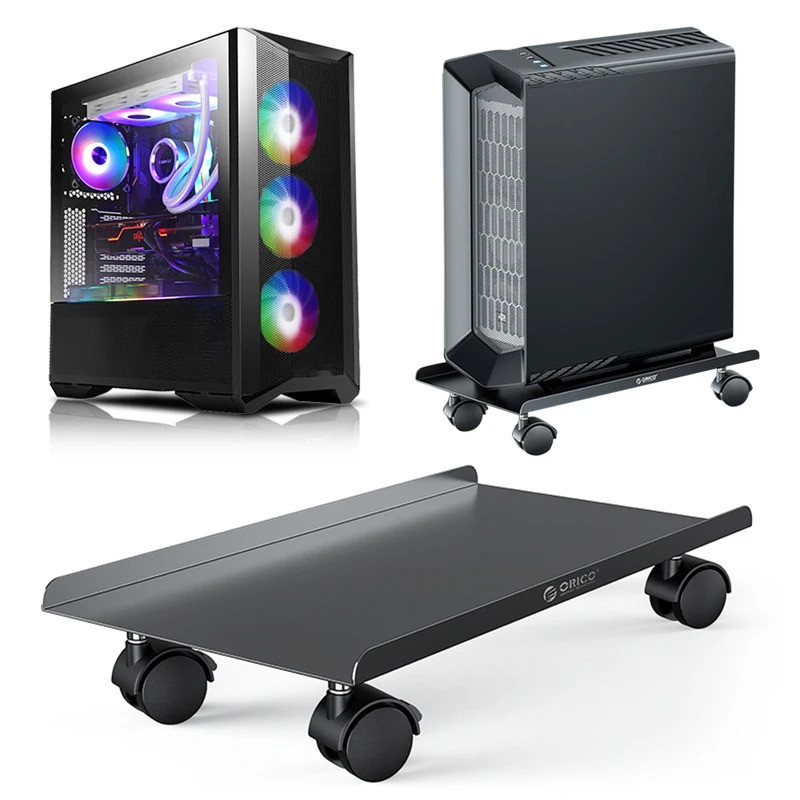 Steel Computer Tower Stand with Locking Rolling Caster Computer Trolley ...