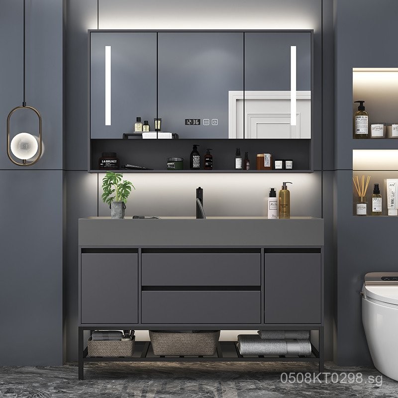 Freestanding Bathroom Sink Modern Simple Wash Basin Rock Slab Vanity ...