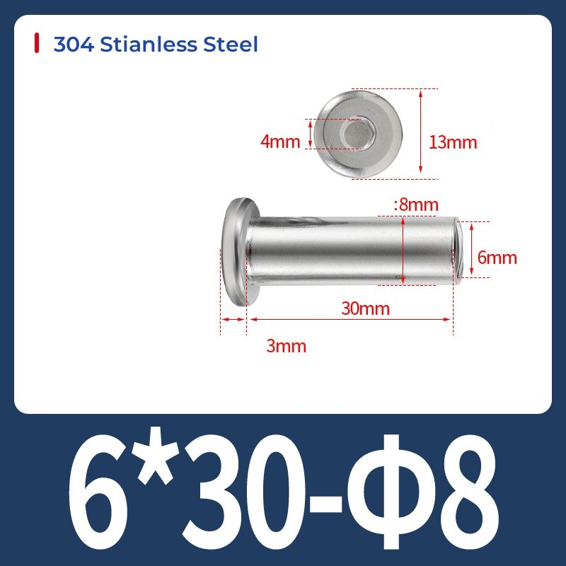 M6*30-Ф8 304 Stainless Steel Large Flat Hex Hexagon Socket Head Rivet ...