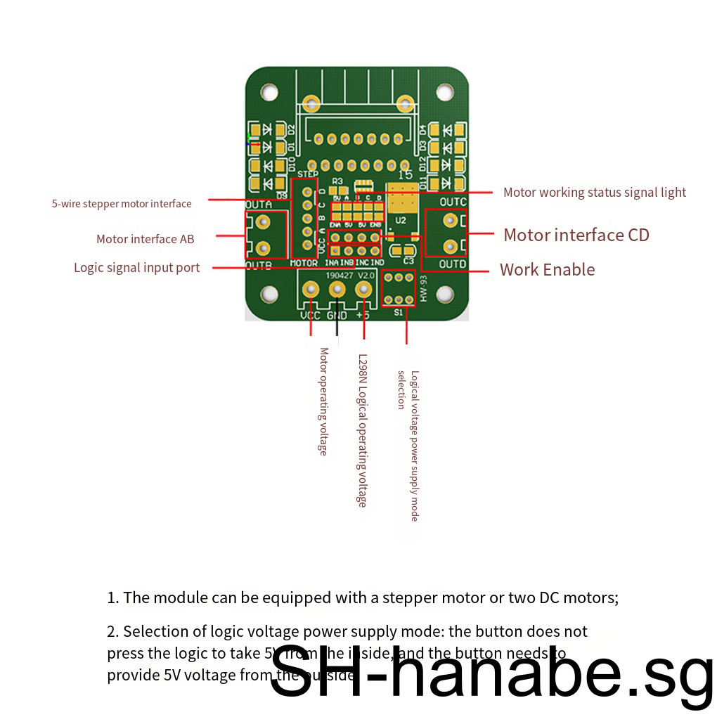 L298N Dual H-Bridge DC Stepper Motor Driver Board Module For Motor ...