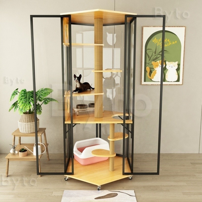 Byto Cat Cage Villa Luxury Cat Home Cage Large Space Free Glass House ...