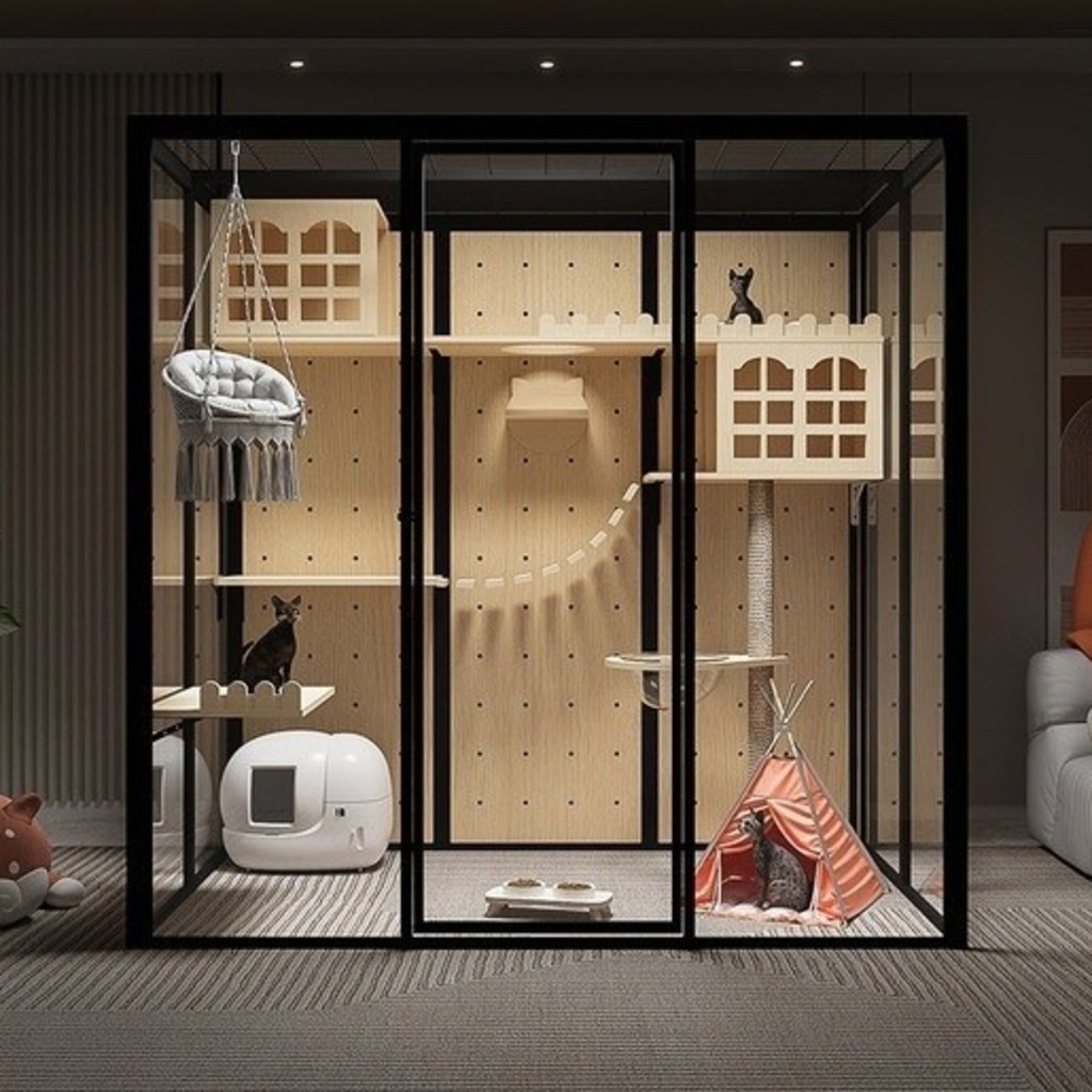 LY&7Cat Cage Glass Cat Panoramic Villa Cabinet Room House Large Luxury ...