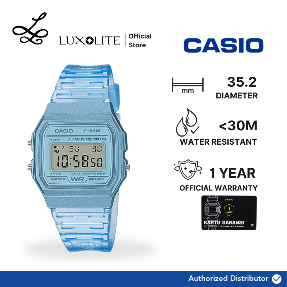 [Luxolite] Casio F-91 F91WS-2D F-91WS-2D F-91WS-2DF Transparent Blue ...