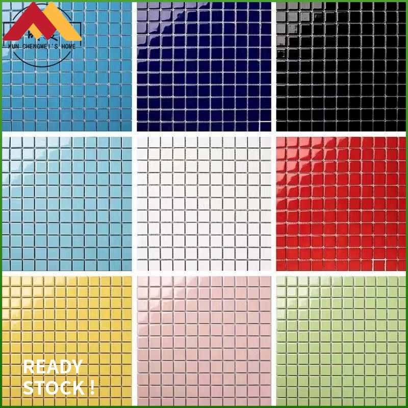 Solid Color25x25Granular Black White Red Small Square Tiles Restaurant ...