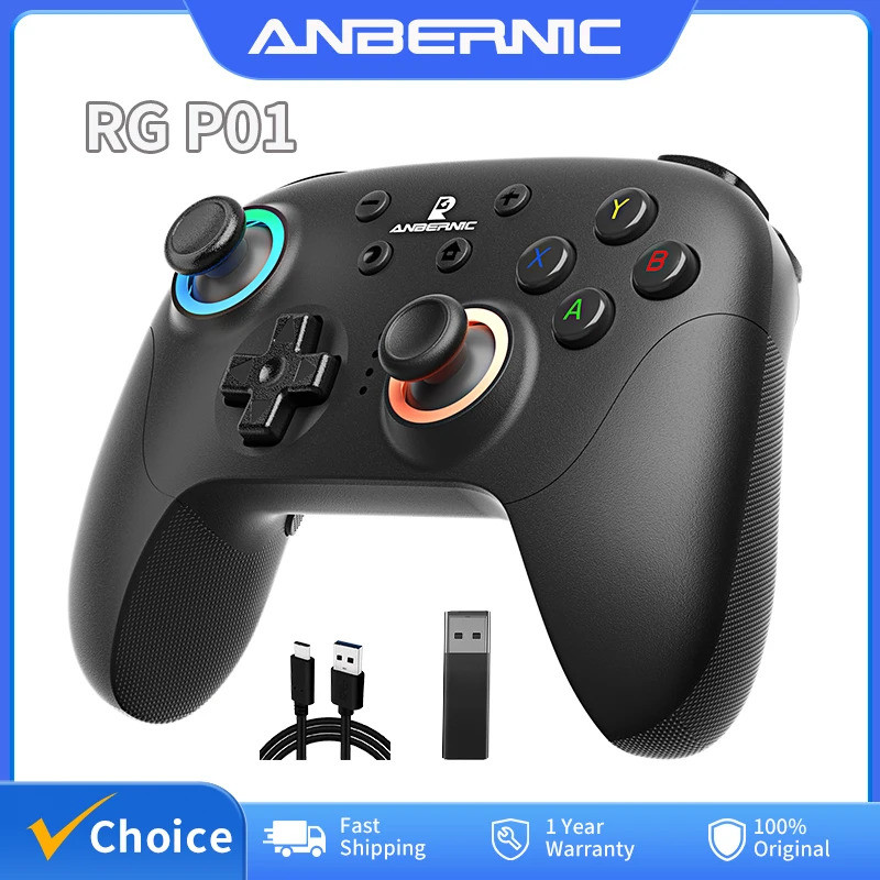 ANBERNIC RG P01 Wired Wireless Bluetooth Games Controller RGB Hall Effect Joystick XBOX Game ...