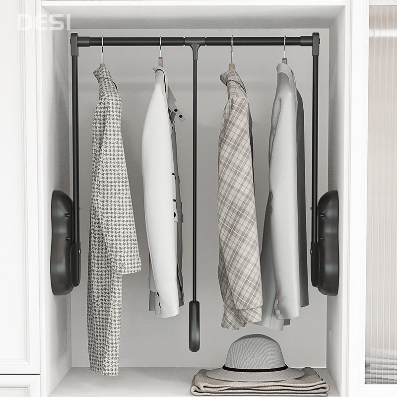 Cloakroom Wardrobe Drop-down Clothesline Pole Wardrobe Clothes Rack ...