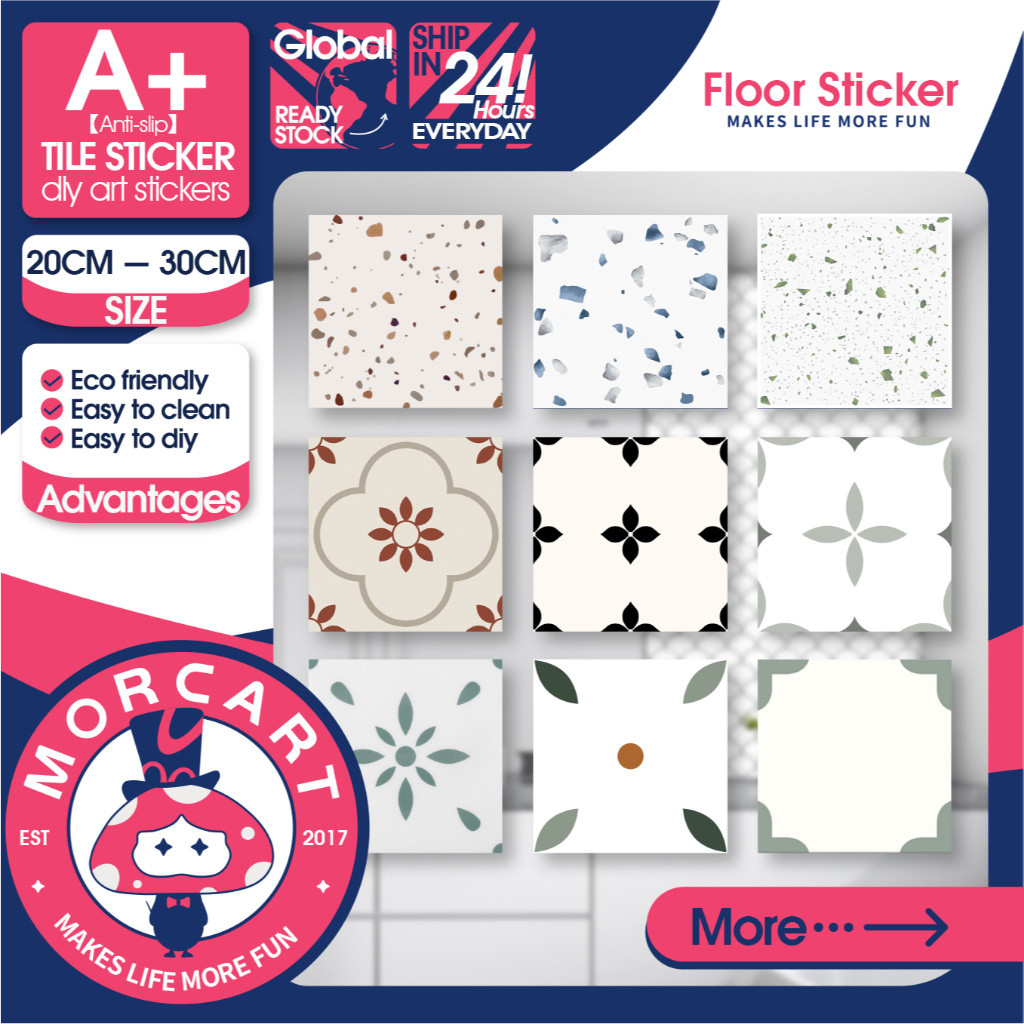 Ready Stock Waterproof Vinyl Tile Sticker for Kitchen, Floor, Bathroom ...