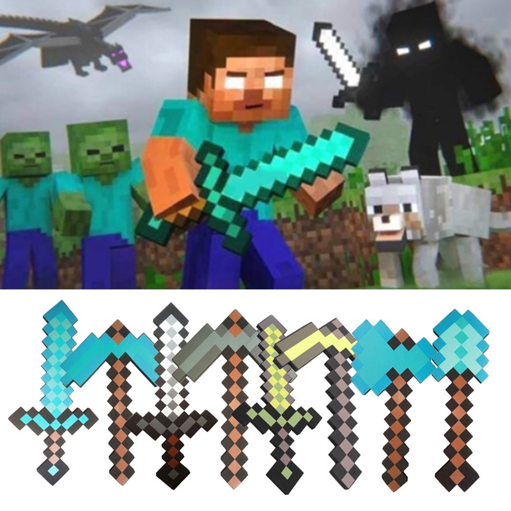 Kids Minecraft Diamond Sword Pickaxe Axe Shovel EVA Weapons high ...