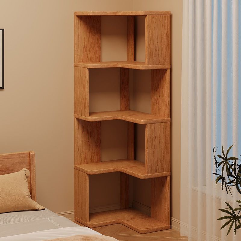 Solid wood corner bookshelf Floor shelf Living room corner cabinet Wall ...