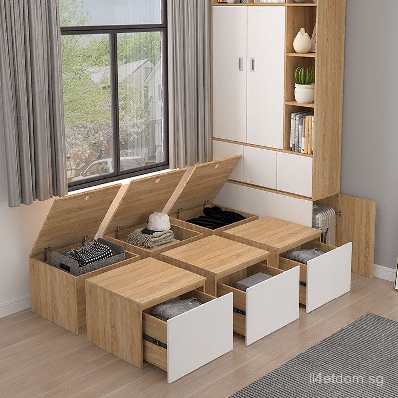 Small Apartment Cube Box Space-Saving Tatami Bed Combination Storage ...