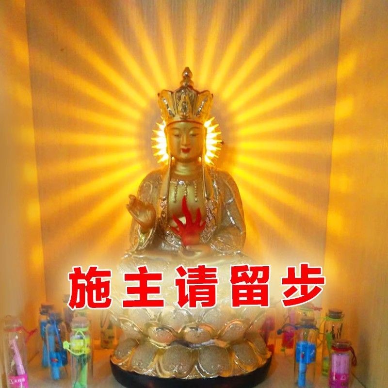 LED Temple Statue Lamp Guanyin Buddha Hall Backlight Background ...