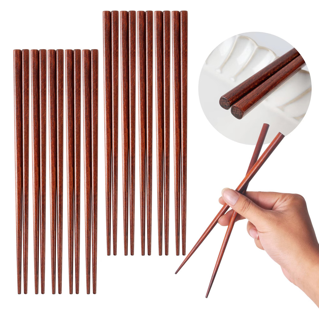 5 Pairs Japanese Style Pointed Chopstick Natural Wooden Chopsticks ...