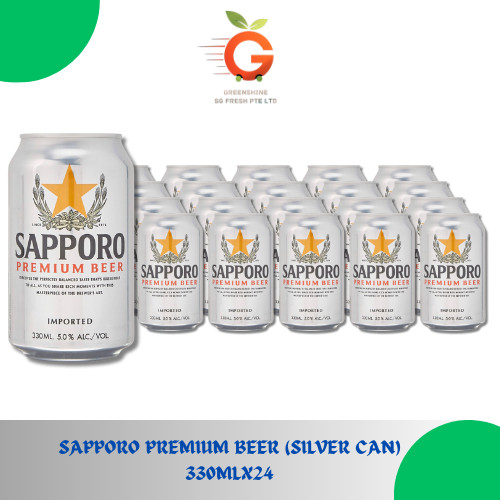 [GreenshineSg] Sapporo Premium beer (Silver can) 330ml x 24 | Shopee ...