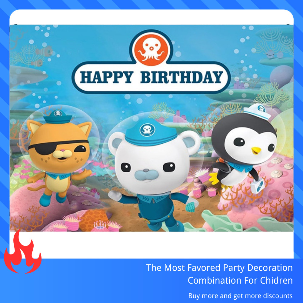 125x80cm Cartoon Octonauts Theme Photo Backdrop Vinyl Cloth Photography ...