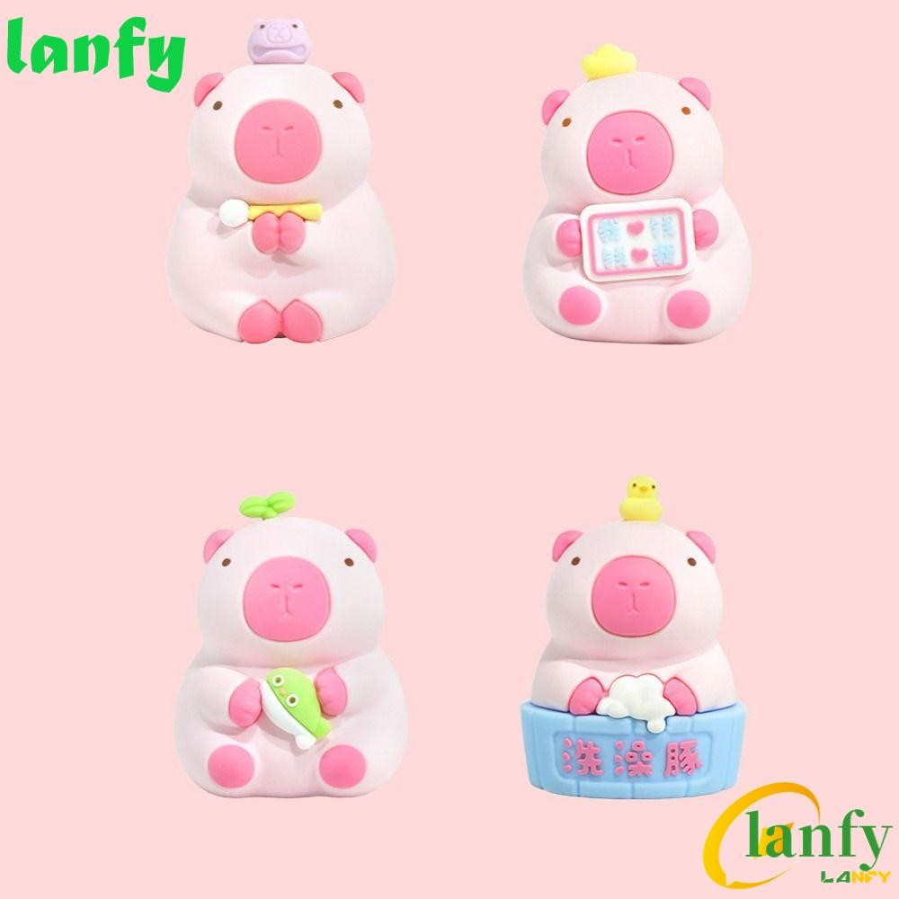 LANFY Capybara Figure Toys, Pink Work and Rest Simulation Capibara ...