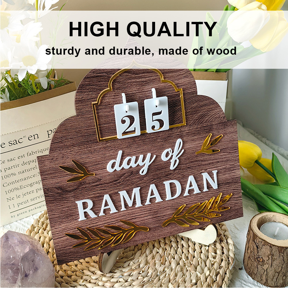 Ramadan Countdown Calendar Wooden Home Decor Church Shaped for Islamic Muslim [CrazyMallueb.sg ...