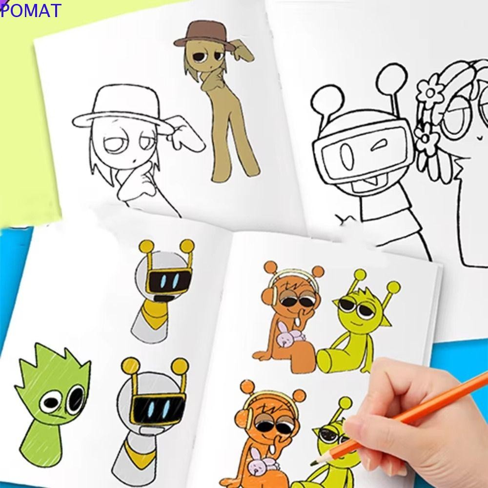 POMAT Sprunki Cartoon Coloring Book, Sprunki Incredibox Stick Figures ...