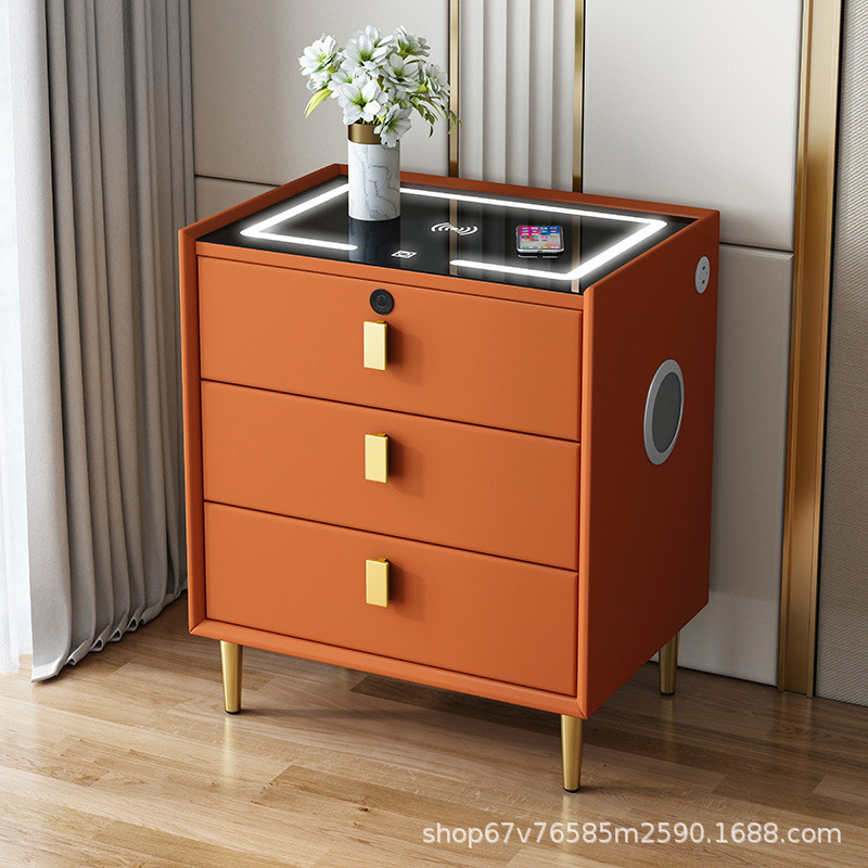 Soft Bedside Table Smart Bedside Table with Light Speaker Modern Simple ...