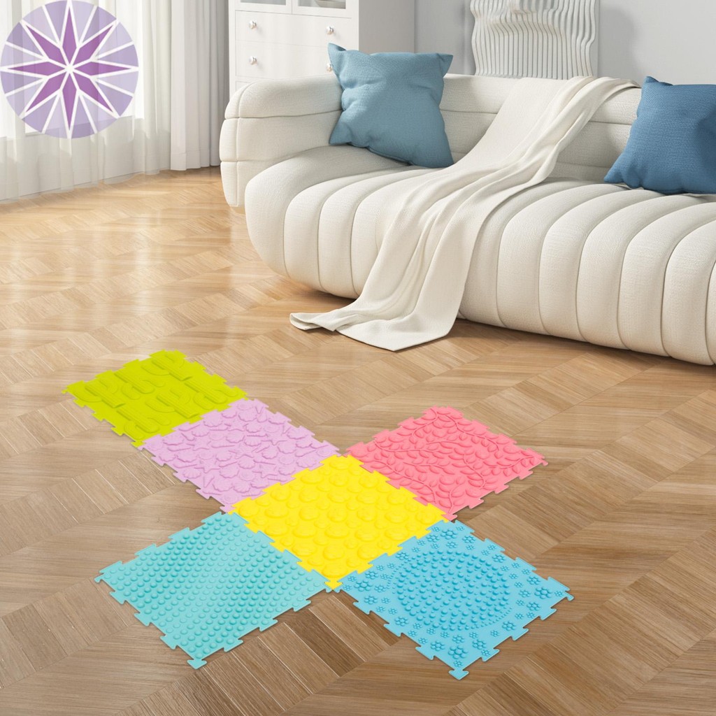 6 Pcs Sensory Mats Silicone Sensory Floor Tiles Stackable Puzzle Play ...
